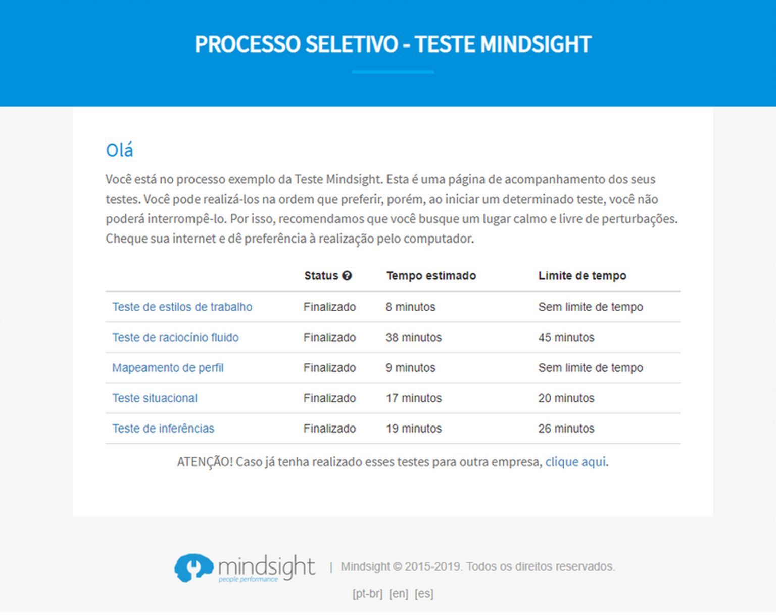 Teste De Inferências Mindsight - RETOEDU